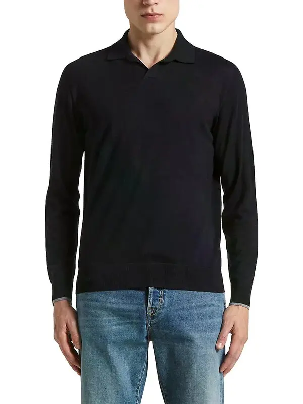 Peserico Long-sleeve Polo Sweater - Black