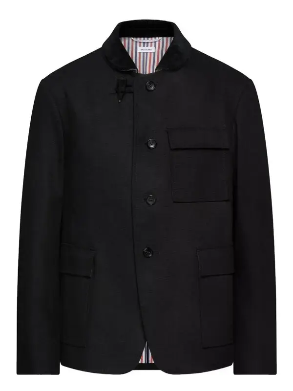 Thom Browne Velvet-collared Patch-pocket Jacket - Black