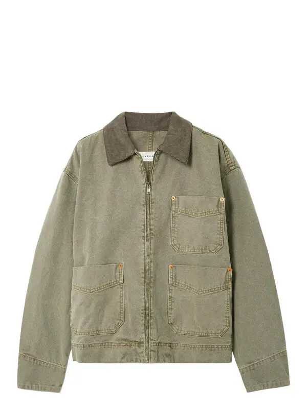 SLVRLAKE Casey Corduroy-trimmed Cotton-canvas Jacket - Green