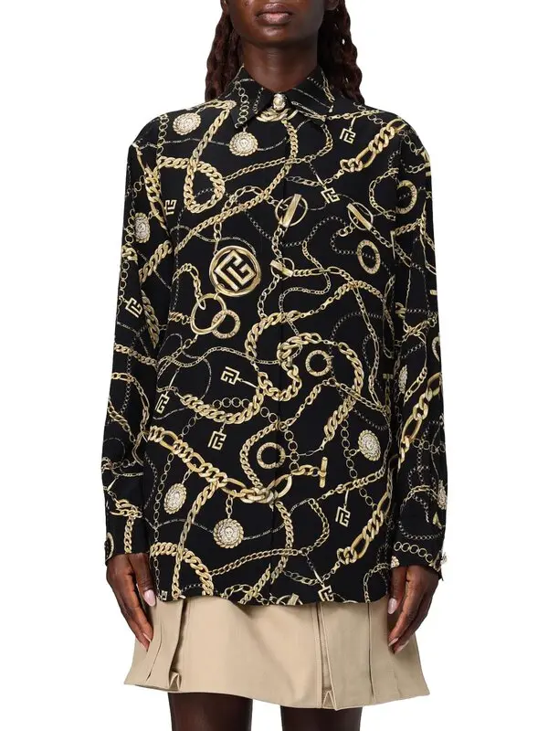 Balmain Chain Print Shirt - Black