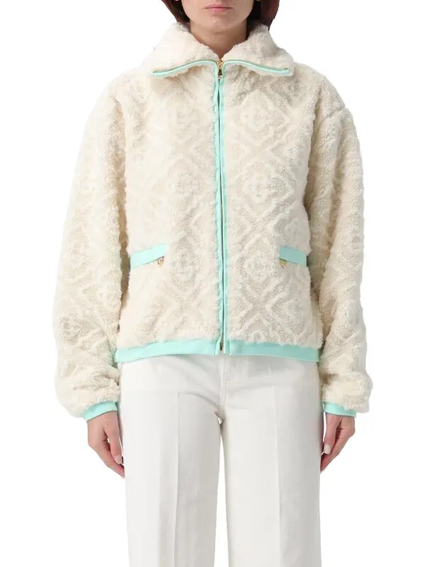 Casablanca Patterned Zip-up Sweater - White