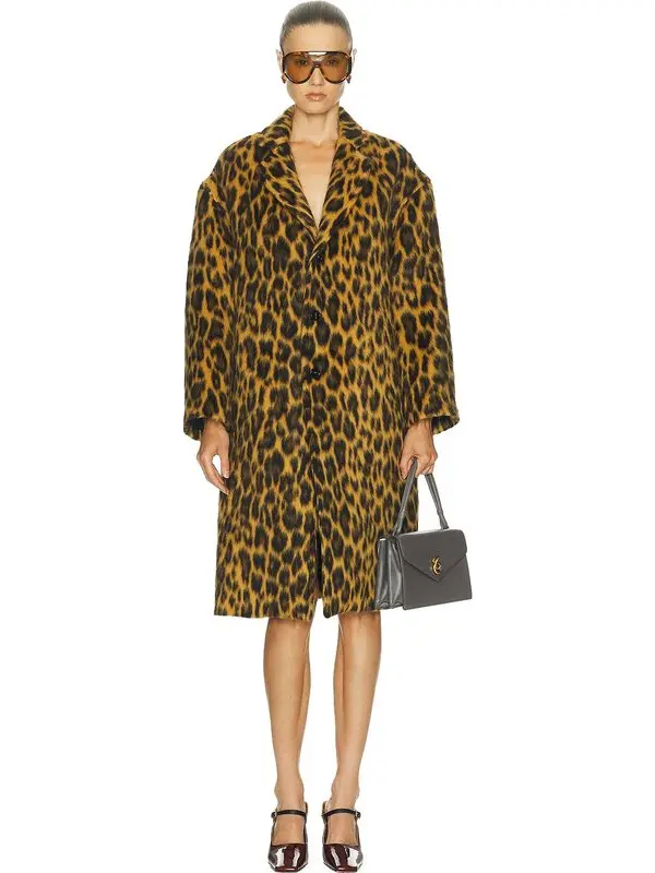 Bottega Veneta Leopard Coat - Camel, Black, & Brown
