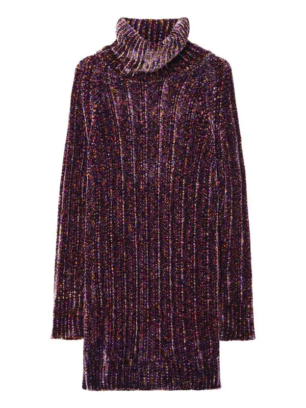 Dries Van Noten Ribbed Chenille Turtleneck Sweater - Purple