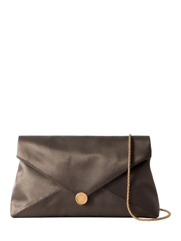 Dries Van Noten Satin Envelope Clutch - Brown