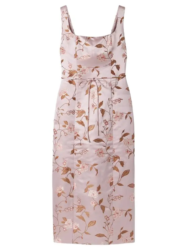 Staud Floral-brocade Midi Dress - Pink