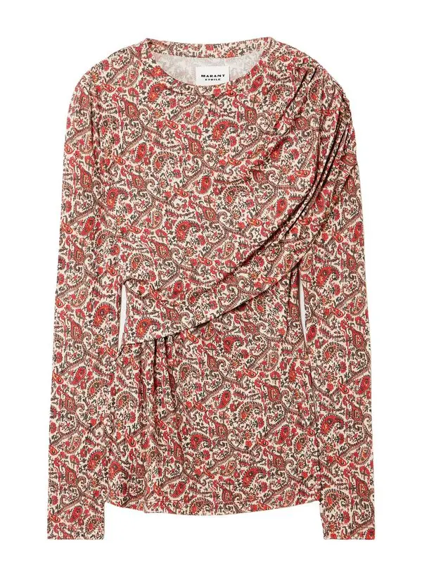 MARANT ETOILE Printed Turtleneck Top - Red