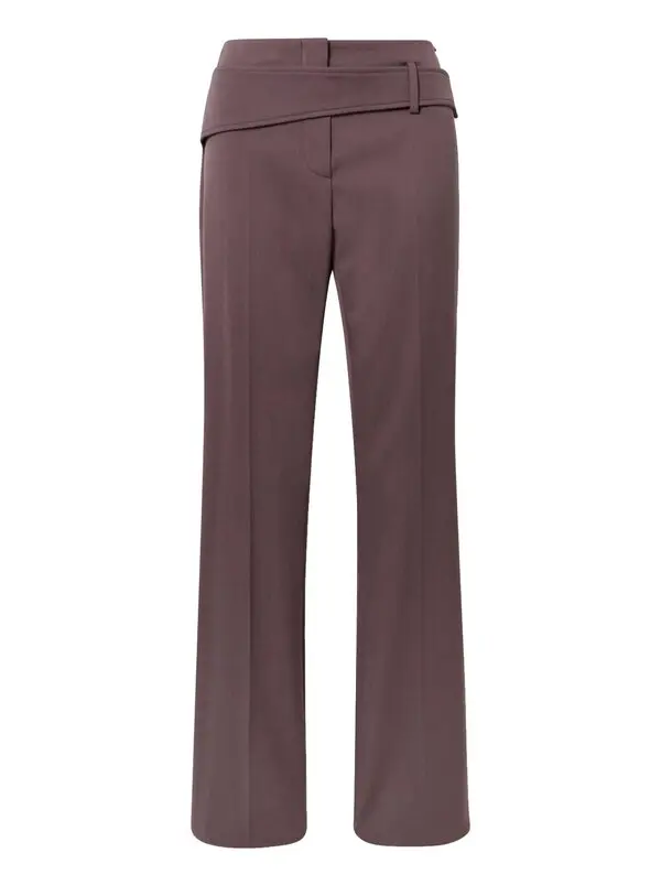 Sportmax Belted Straight-leg Twill Pants - Brown