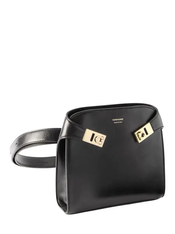 FERRAGAMO Hug Leather Belt Bag - Black