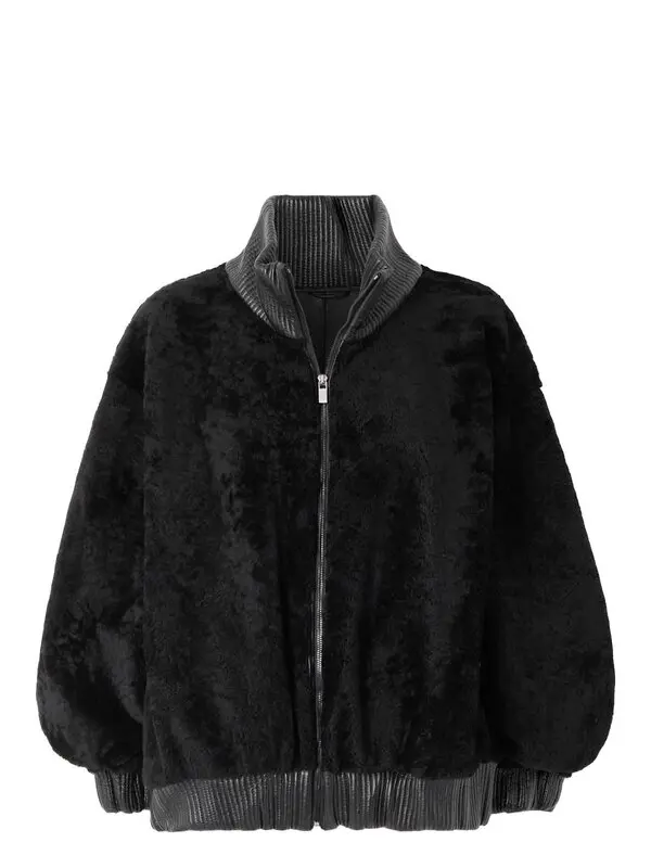 Magda Butrym Shearling Bomber Jacket - Black