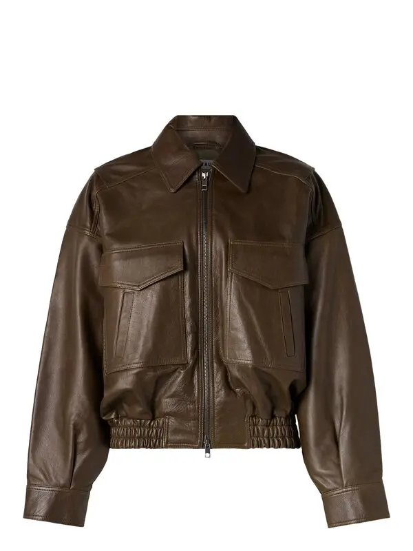 Staud Eugene Leather Jacket - Brown