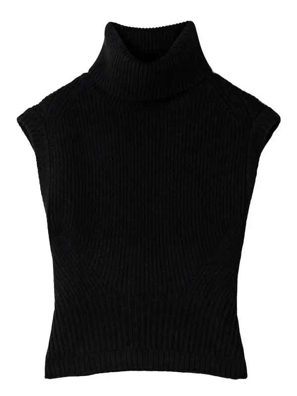 Simkhai Maple Ribbed Wool-blend Turtleneck Tank - Black