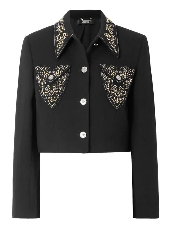 Versace Embellished Wool Jacket - Black