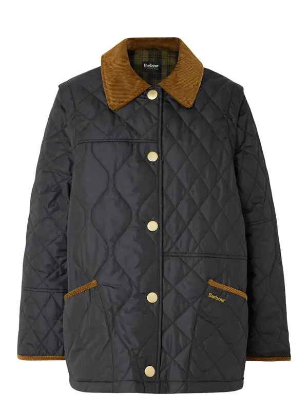 Barbour Lorrie Corduroy-trimmed Quilted Jacket - Black