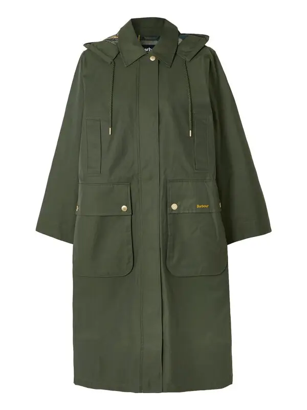 Barbour Maude Hooded Waxed Cotton-blend Coat - Green