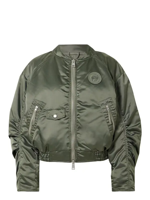 Canada Goose Appliquéd Ruched Padded Satin Bomber Jacket - Green