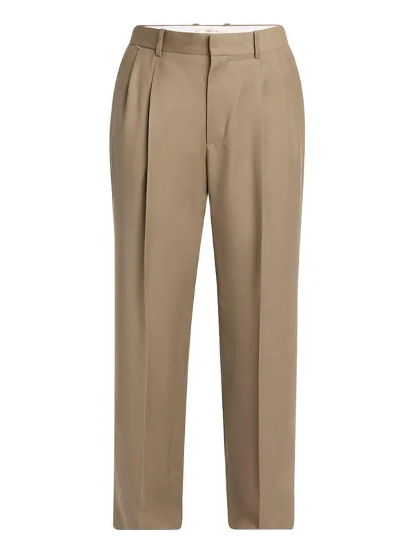 THE ROW Zev Flannel Double-pleated Trousers - Military Beige