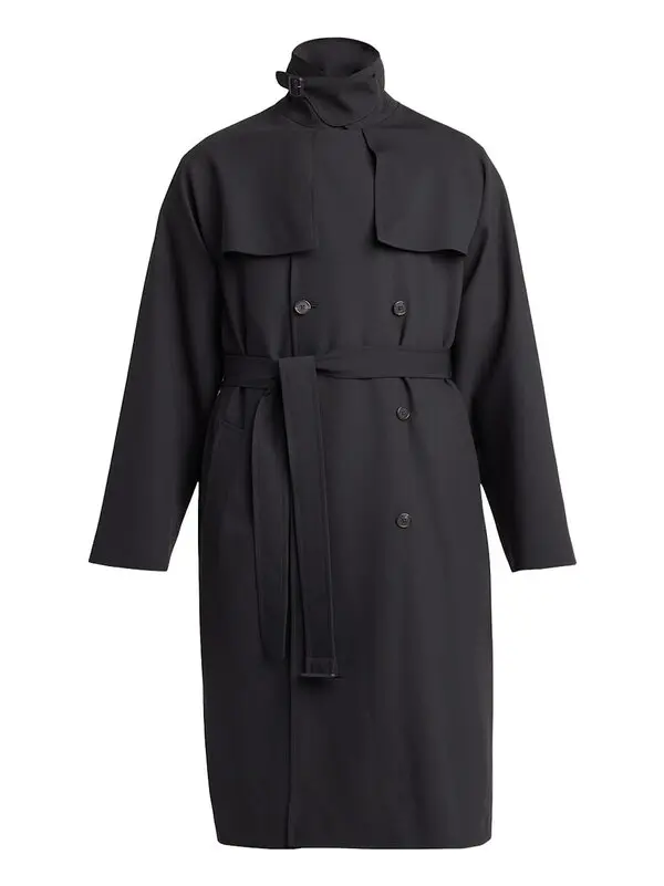 THE ROW Finnian Wool Double-breasted Trench Coat - Black