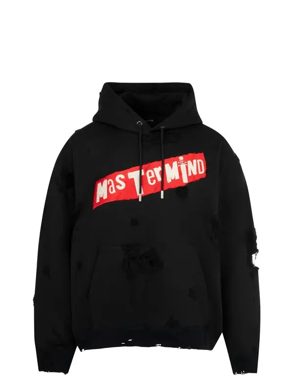 MASTERMIND Distressed Hoodie - Black