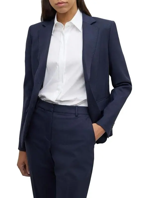 Lafayette 148 New York Stretch Wool Pick Stitch Blazer - Mdblue
