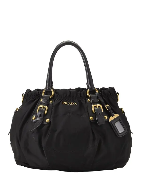 Prada Convertible Buckle Handbag - Black