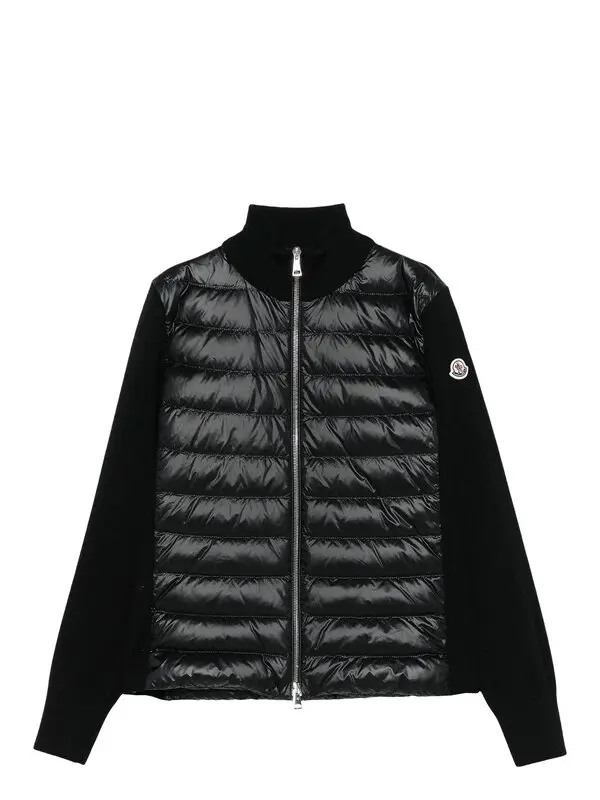 Moncler Wool Zip Up Puffer Jacket - Black