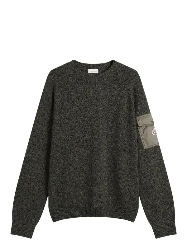 Moncler Wool Cashmere Mouline Crew Neck Jumper - Green