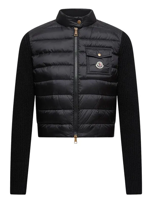 Moncler Padded Wool Zip-up Cardigan - Black