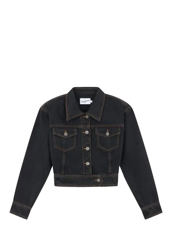Vaquera Denim Cropped Jacket - Black