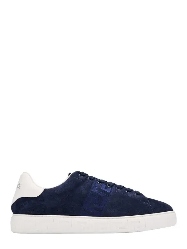 Versace La Greca Suede Low-top Sneakers - Navywhite