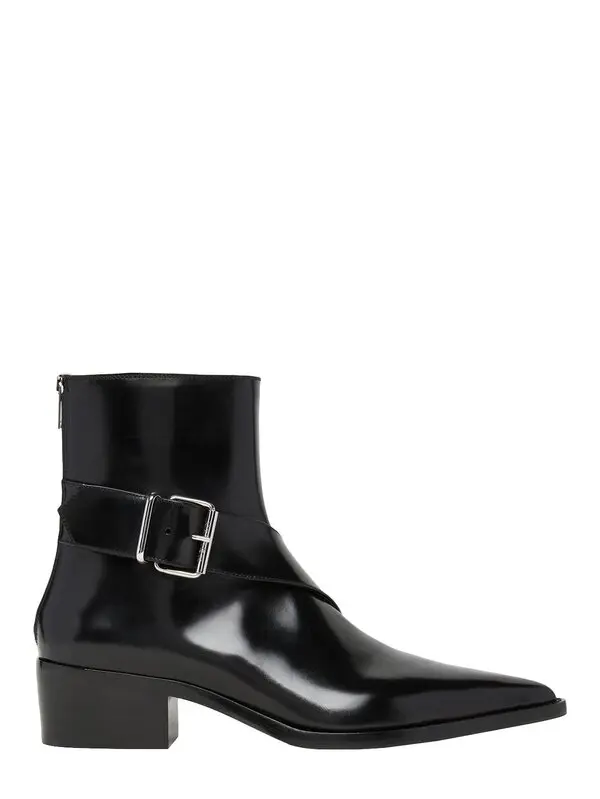 Alexander McQueen Leather Ankle Boots With Buckle Strap - Black