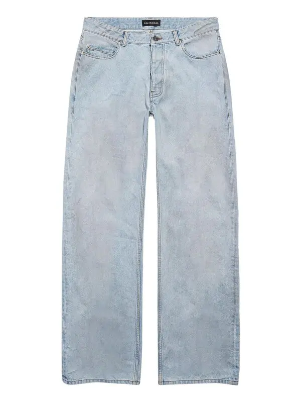 Balenciaga Distressed Relaxed Fit Trousers - Blue