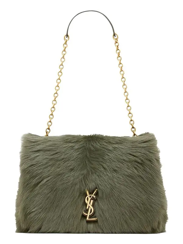 Saint Laurent Jamie Medium Shearling Shoulder Bag - Green