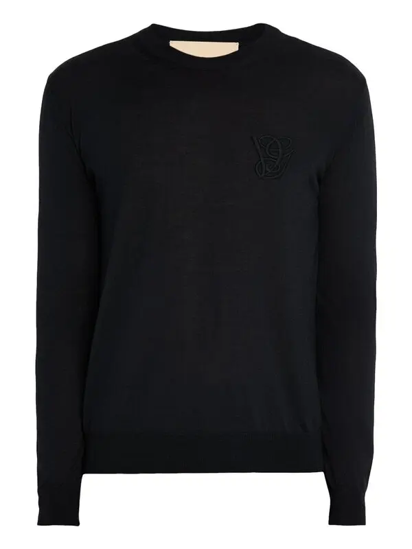 Valentino Garavani Wool Embroidered Monogram Sweater - Black