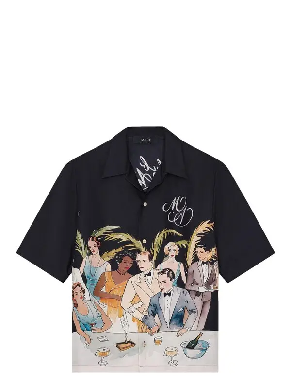 Amiri Bar Scene Bowling Shirt - Black