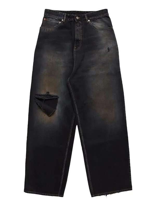 Vetements Distressed Baggy Jeans - Black
