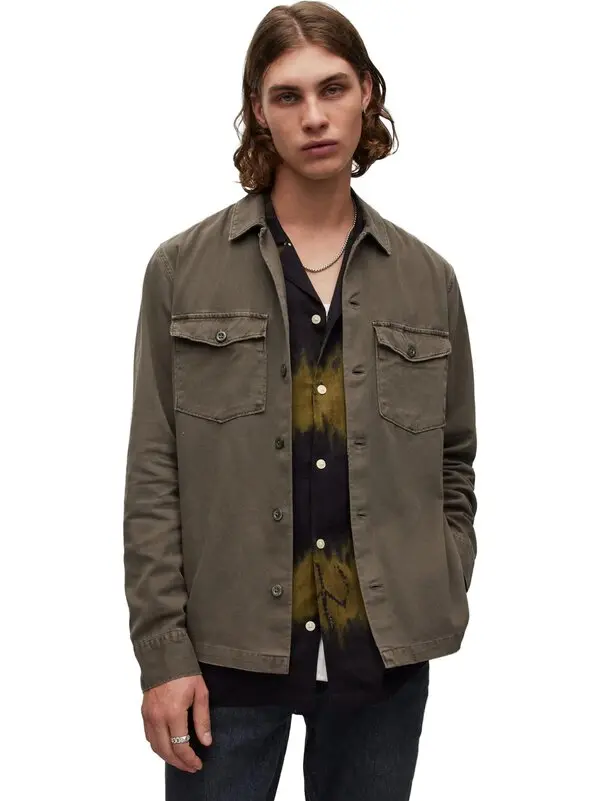 ALLSAINTS Spotter Long Sleeve Military Overshirt - Green