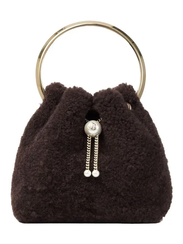 JIMMY CHOO Bon Bon Bucket Bag With Metal Handle - Chocolate/light Gold