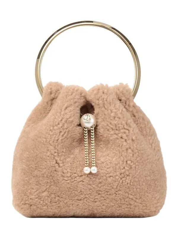 JIMMY CHOO Bon Bon Bucket Bag With Metal Handle - Toffee/light Gold