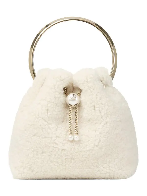 JIMMY CHOO Bon Bon Bucket Bag With Metal Handle - Natural/light Gold
