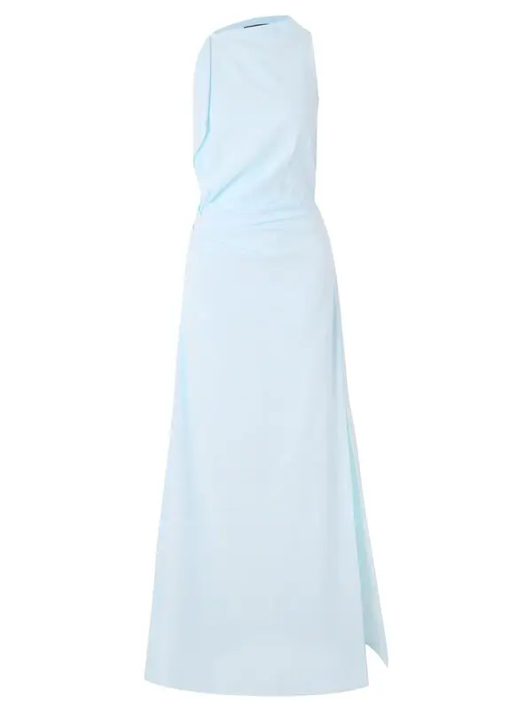 Proenza Schouler Devyn Draped Pleated Crepe Maxi Dress - Blue