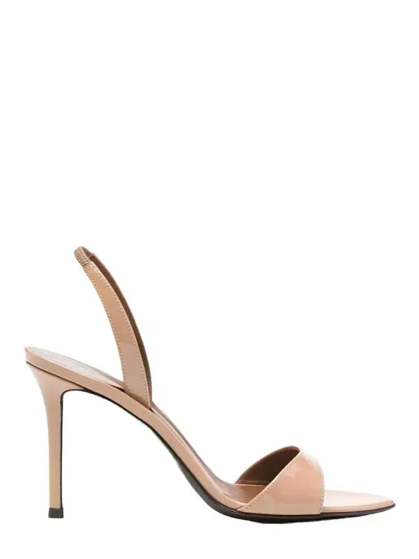 GIUSEPPE ZANOTTI 90mm Lilibeth Slingback Patent-leather Sandals - Brown