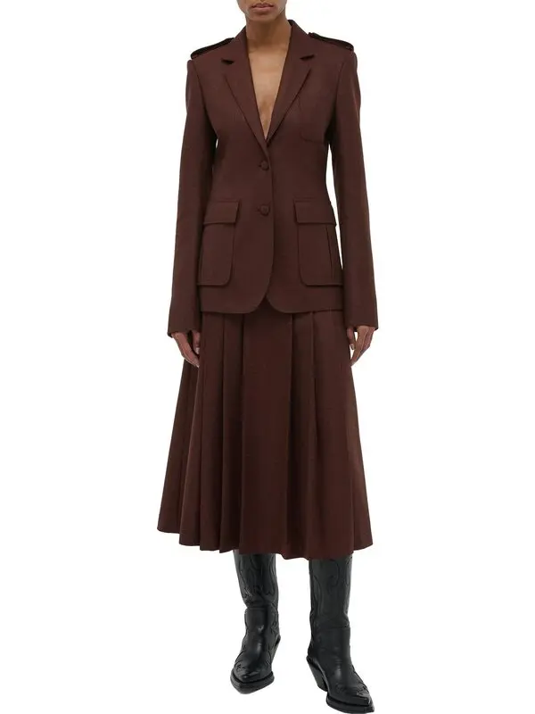 Gabriela Hearst Wesley Pleated Skirt Wool Cashmere Flannel - Burnt Sienna