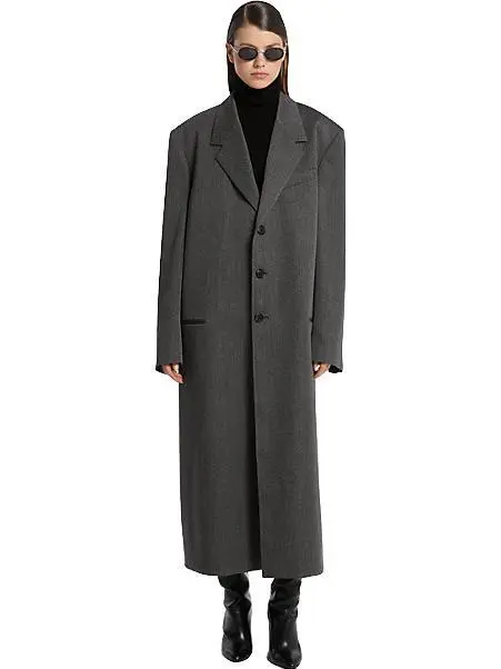 Michael Kors Slouch Coat In Virgin Wool Twill - Grey
