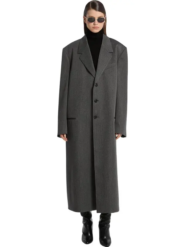 Michael Kors Slouch Coat In Virgin Wool Twill - Grey