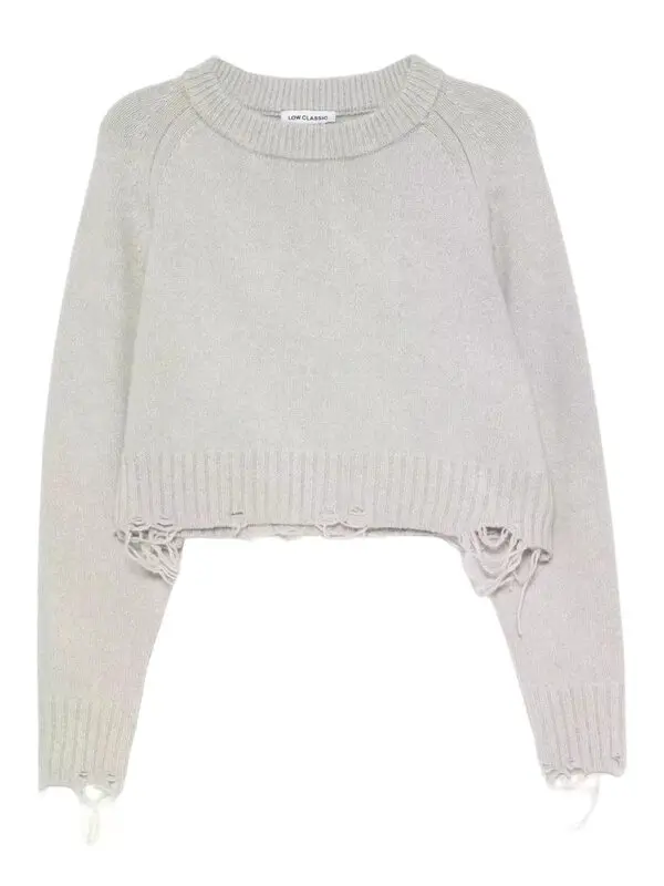 LOW CLASSIC Damaged Knitted Top - Grey