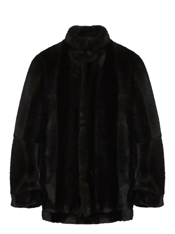 MAISON MARGIELA Faux Fur Turtleneck Jacket - Brown