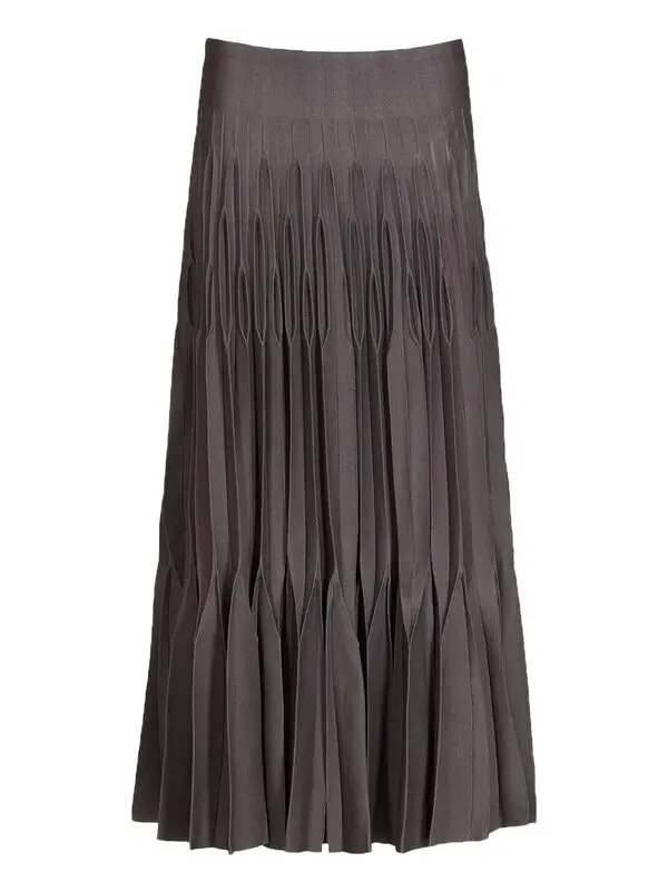 Alaïa Pleated Wool Skirt - Anthracite