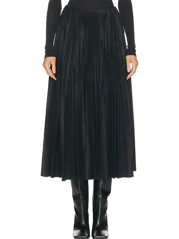Alaïa Pleated Wool Skirt - Anthracite