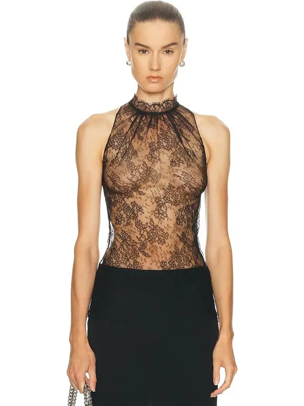 Alexander McQueen Halter Lace Top - Black