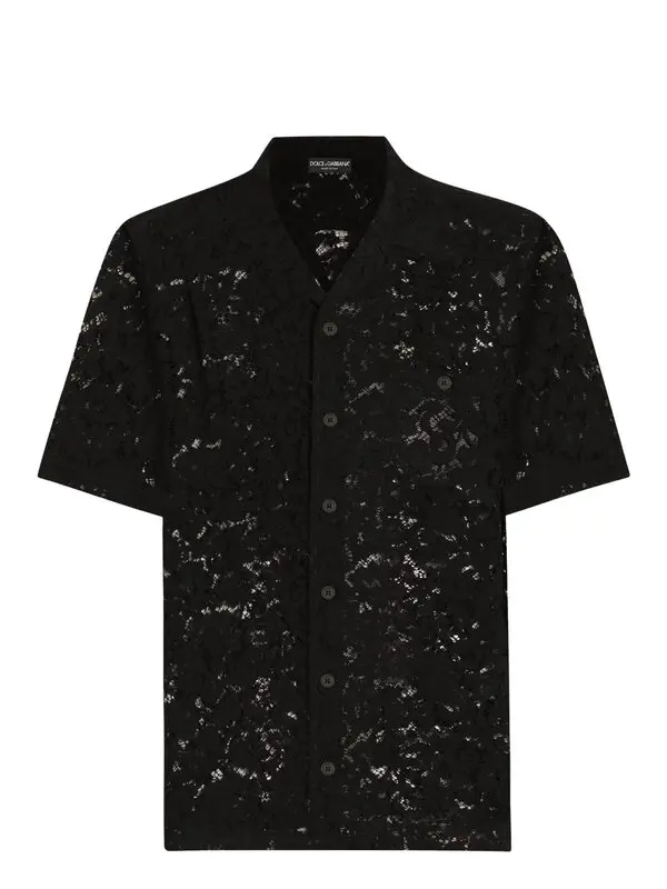 Dolce & Gabbana Hawaii Lace Cordonetto Shirt - Black